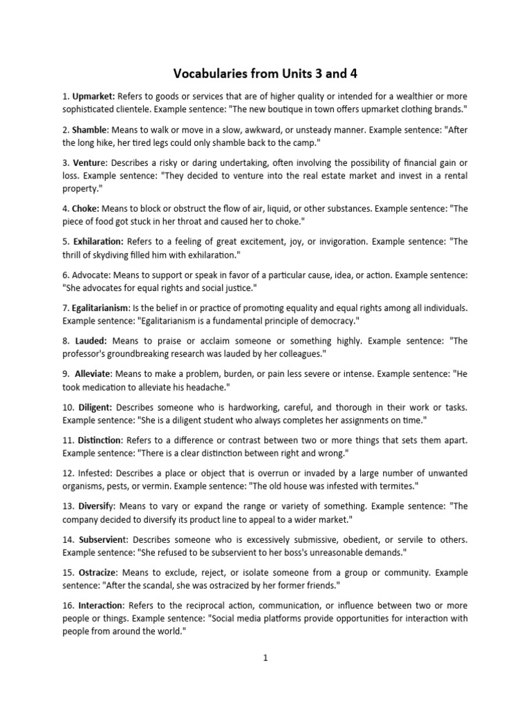 Vocabulaary Units 3 and 4 | Download Free PDF | Thought | Brainstorming