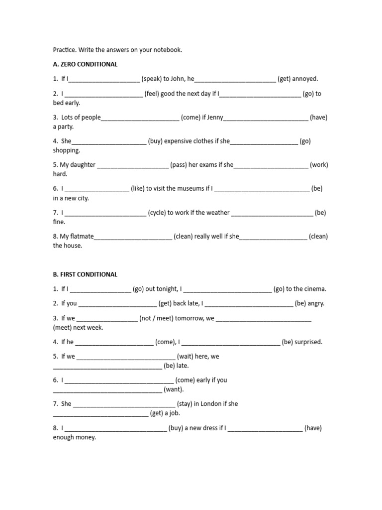 Practice Conditionals | PDF Practice Conditionals | PDF