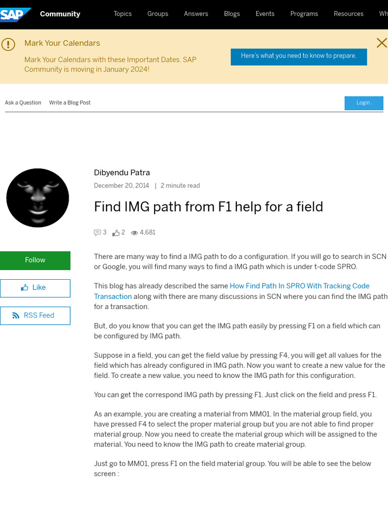 Find IMG Path From F1 Help For A Field SAP Blogs | PDF | Software ...