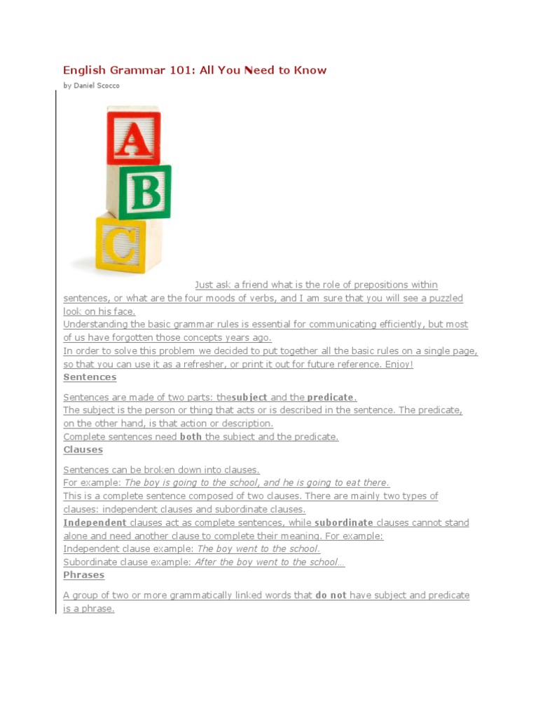 English Grammar 101 | PDF | Adverb | Pronoun