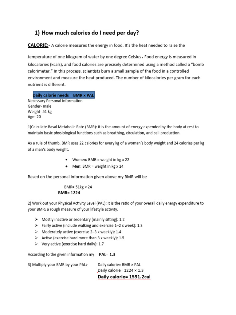 How Much Calories Do I Need Per Day | PDF | Food Energy | Calorie