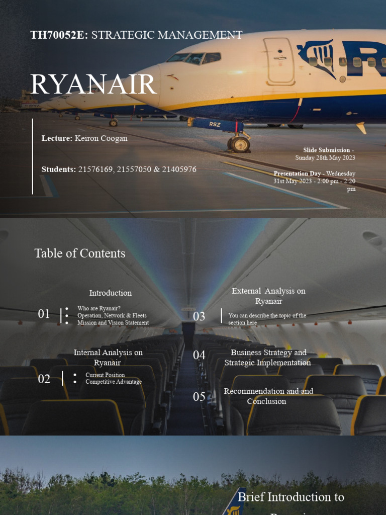 Ryanair Strategic Management Overview | PDF | Low Cost Carrier | Airlines
