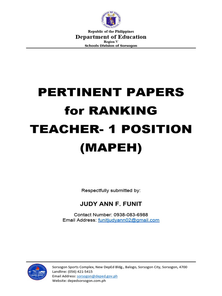 Teacher-1 Ranking Papers Sorsogon | PDF