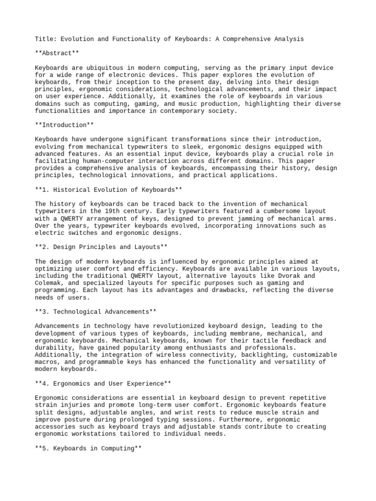 Evolution and Functionality of Keyboards | PDF | Computer Keyboard ...