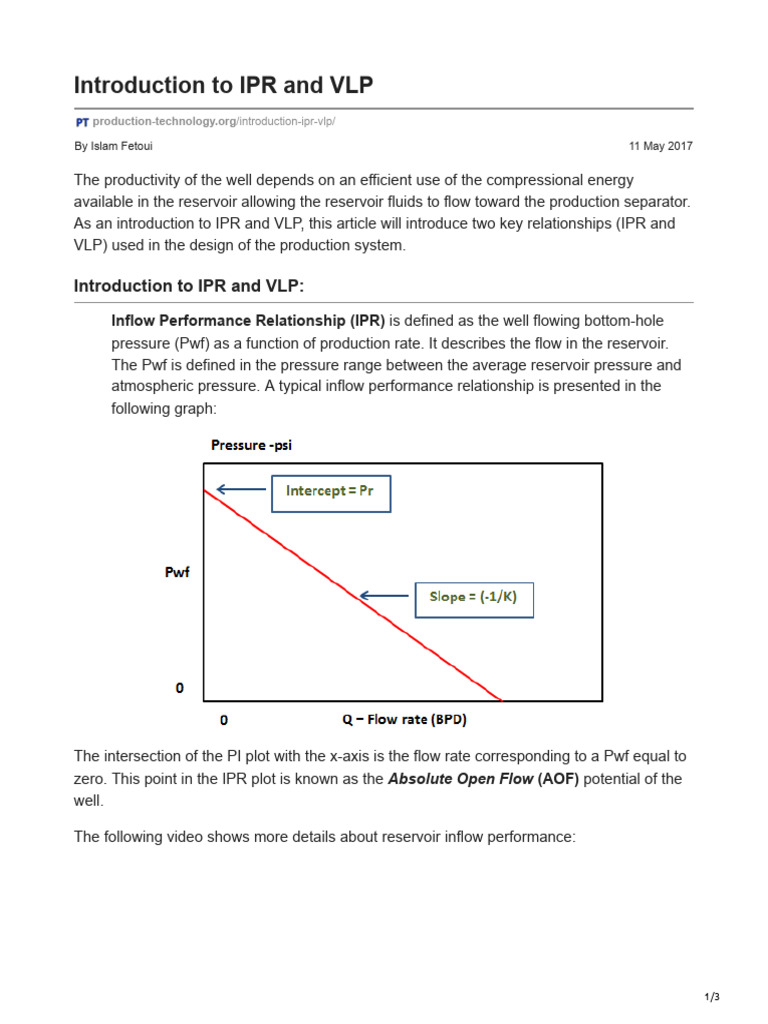 Introduction To IPR and VLP | PDF | Pressure | Discharge (Hydrology)