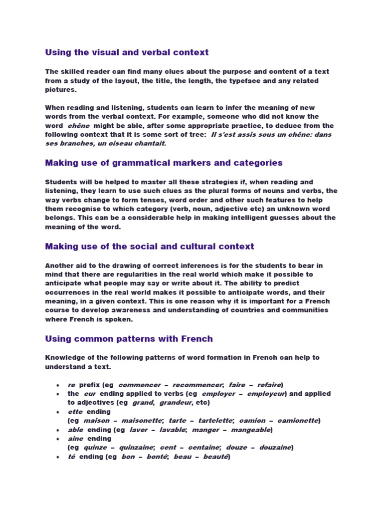 French Notes On Grammar | PDF | English Language | Word