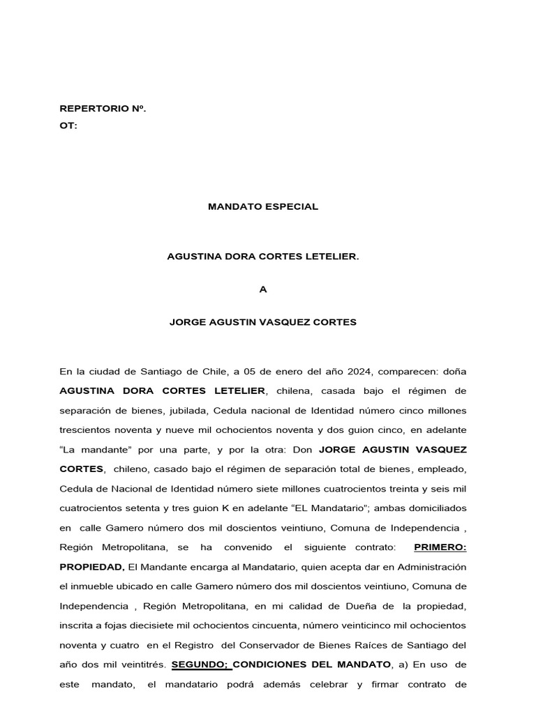 Mandato de Administracion Modelo | PDF