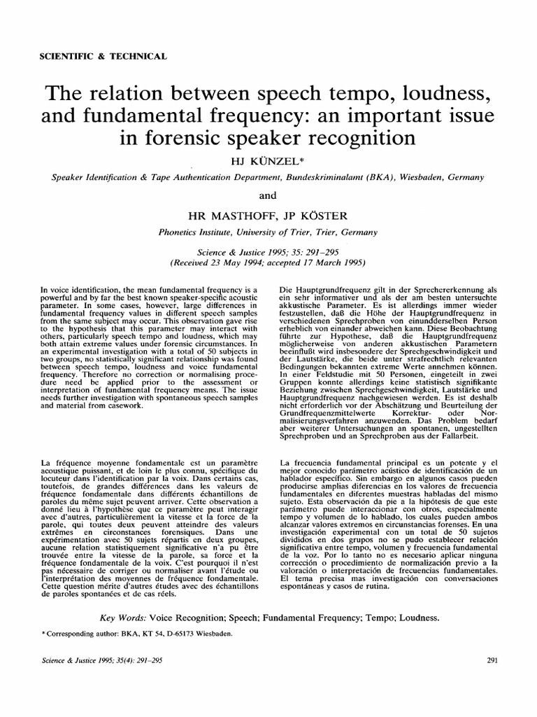 Speech Tempo, Loudness, and Fundamental Frequency | PDF | Experiment