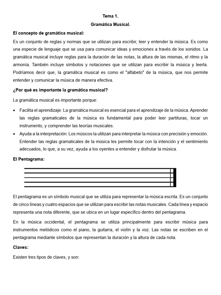 Tema 1 La Gramática Musical | PDF | Clave | Musicología