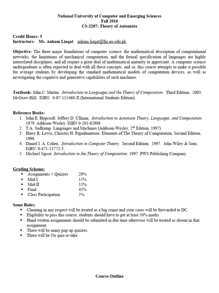 TOA Outline | Download Free PDF | Syntax (Logic) | Computer Science