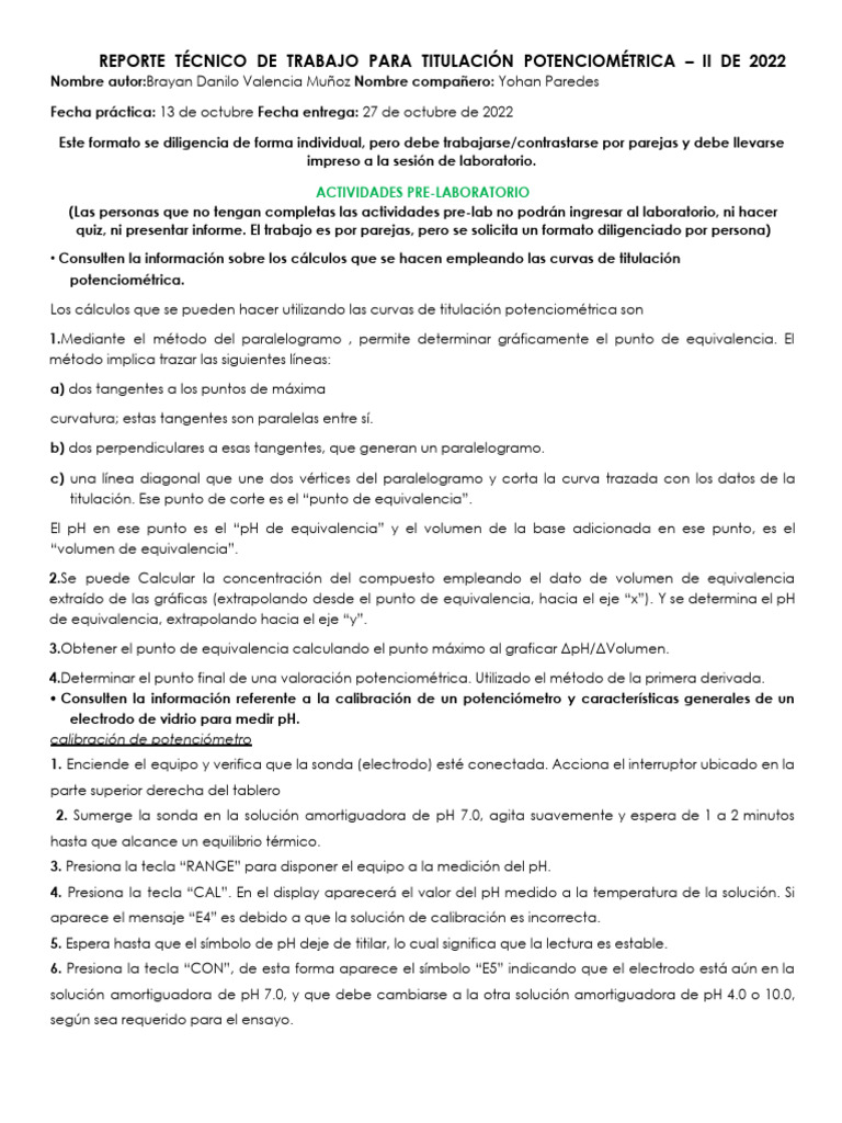 informe potenciometria | PDF | Ph | Solución tampón