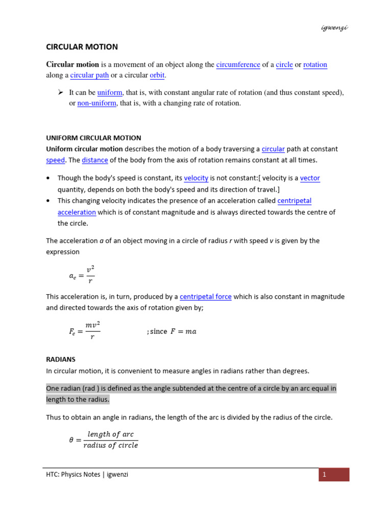 Circular Motion2 | Download Free PDF | Rotation Around A Fixed Axis | Acceleration