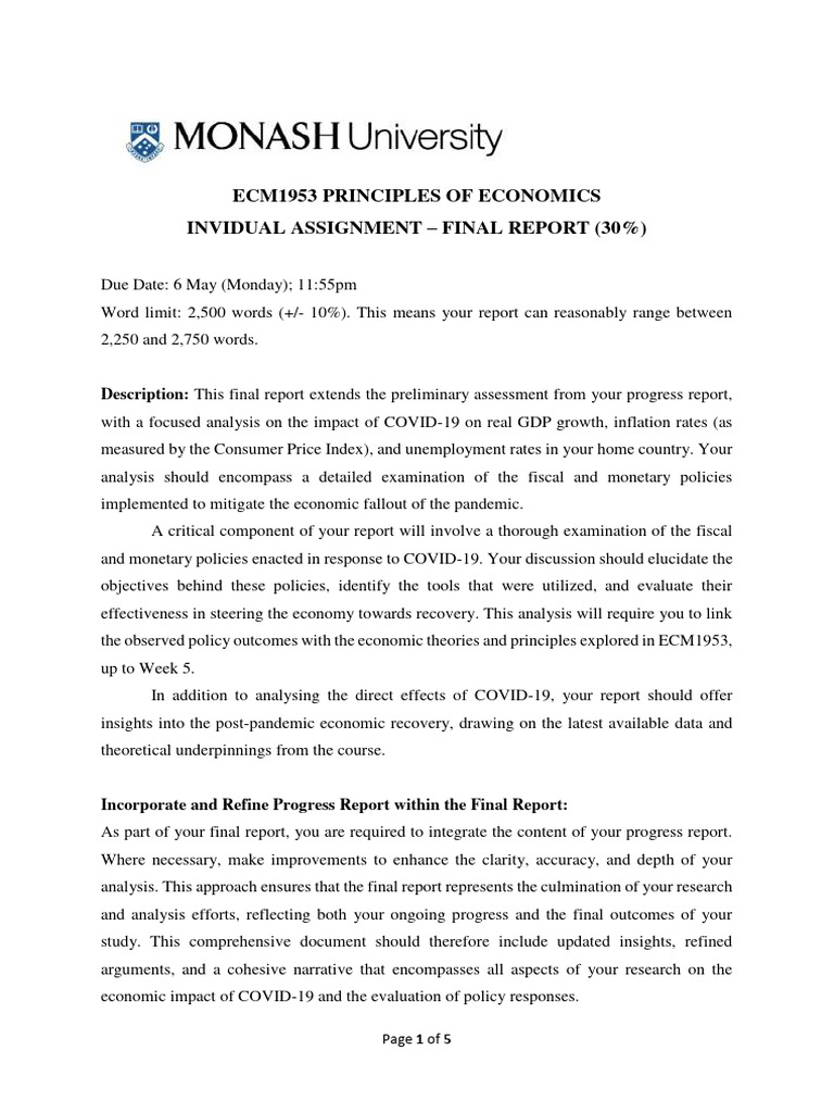 Assignment Task (Part 2 - Final Report) - Updated 18 March To Remove Coversheet Requirement ...