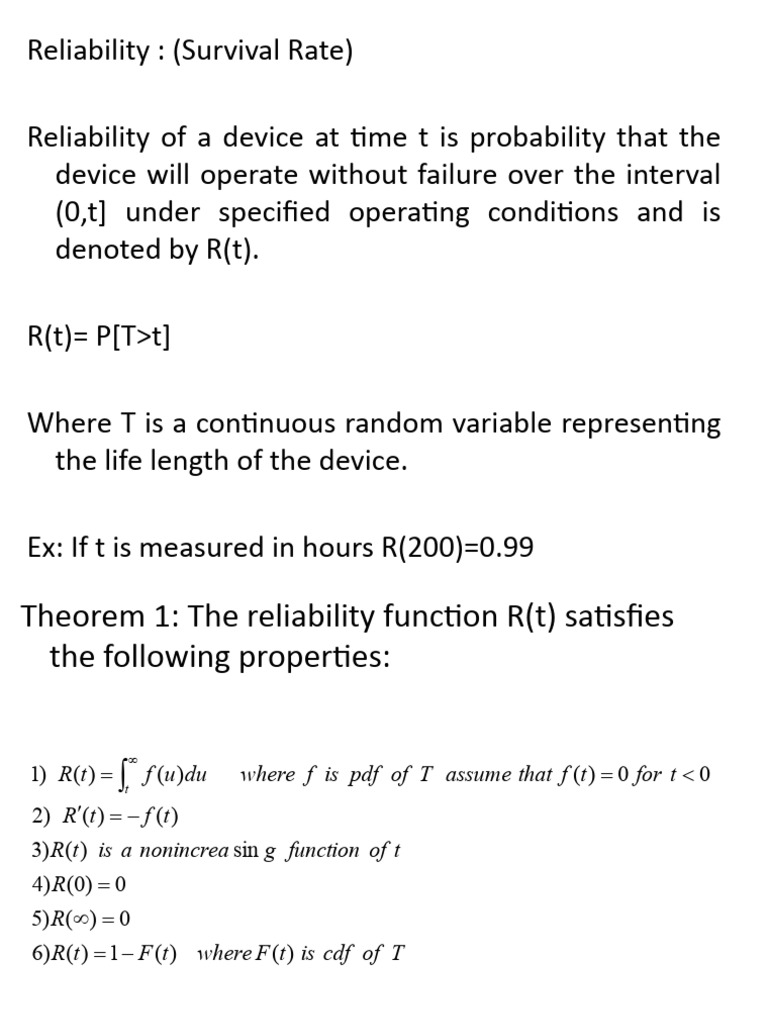 MATH F242 Reliability Slides | PDF | Reliability Engineering | Statistical Theory
