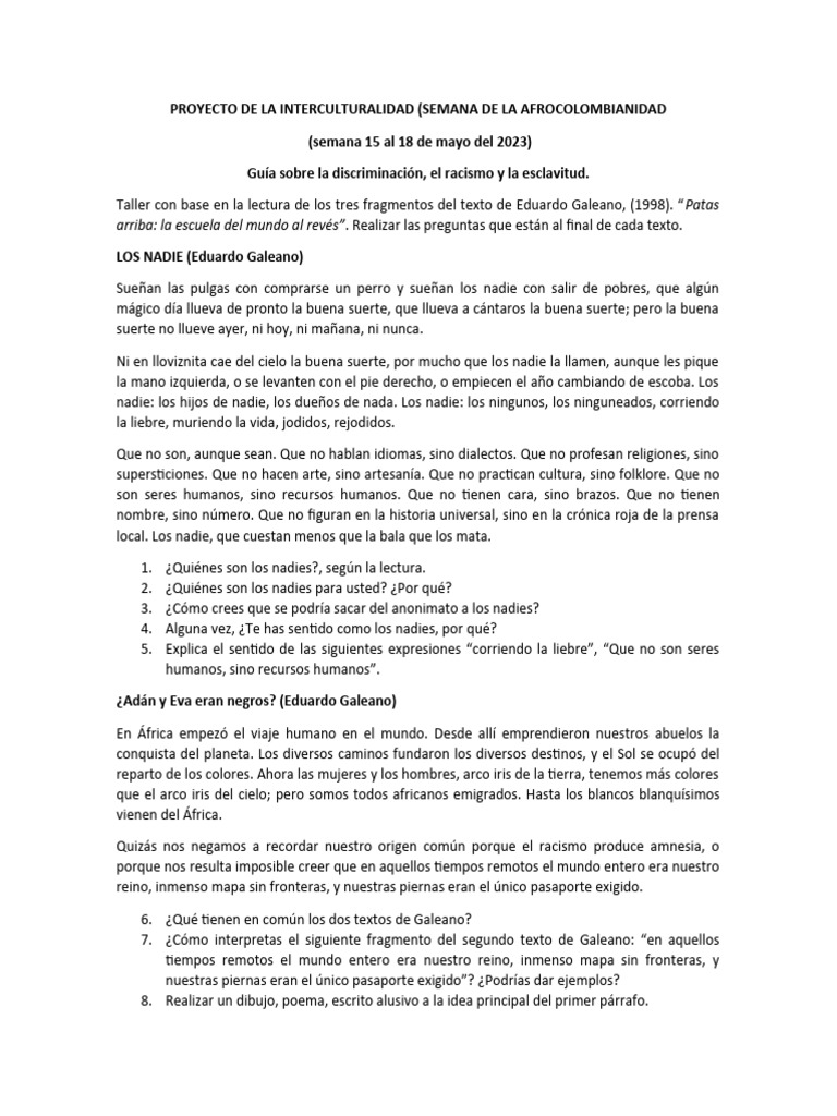 Actividad en Las Aulas 2023 | PDF | Racismo | Discriminación y ...
