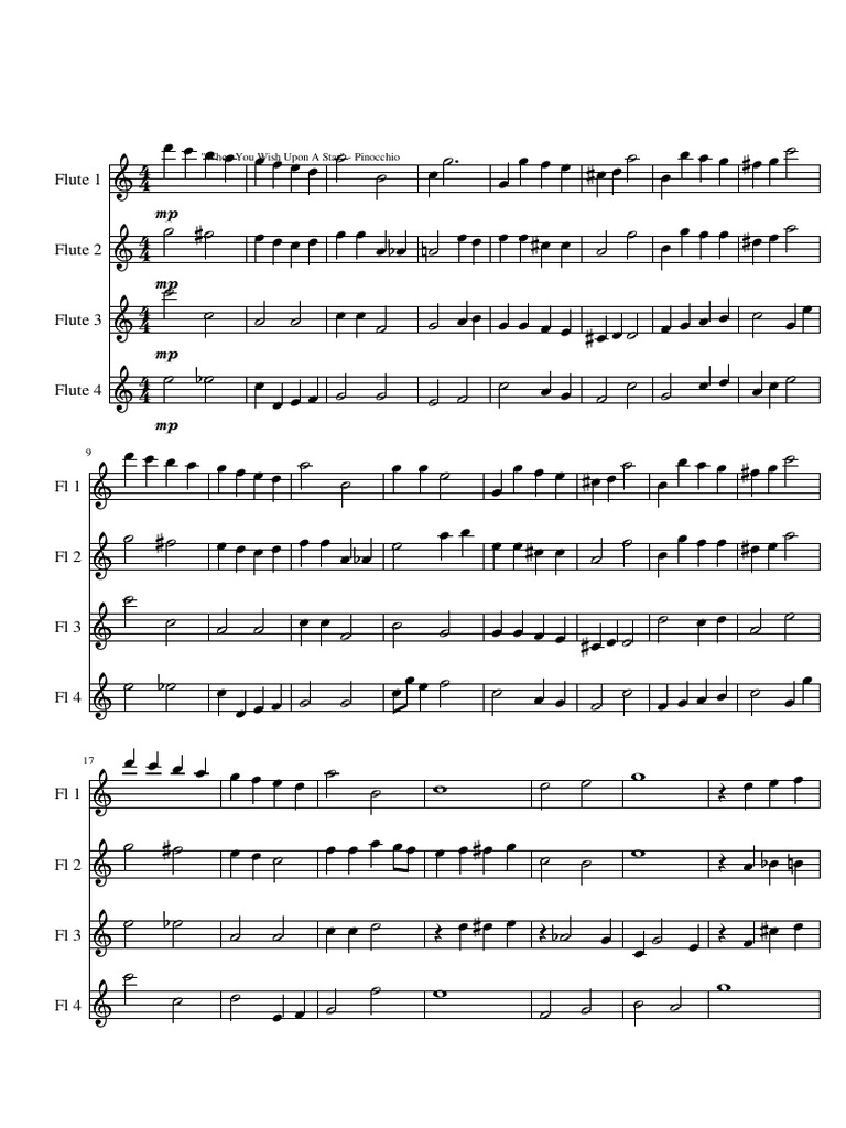 Disney Medley For Flute Choir | PDF | The Walt Disney Company | Walt Disney