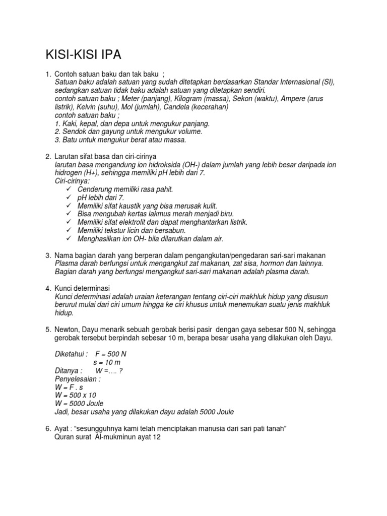 Kisi Kisi IPA | PDF