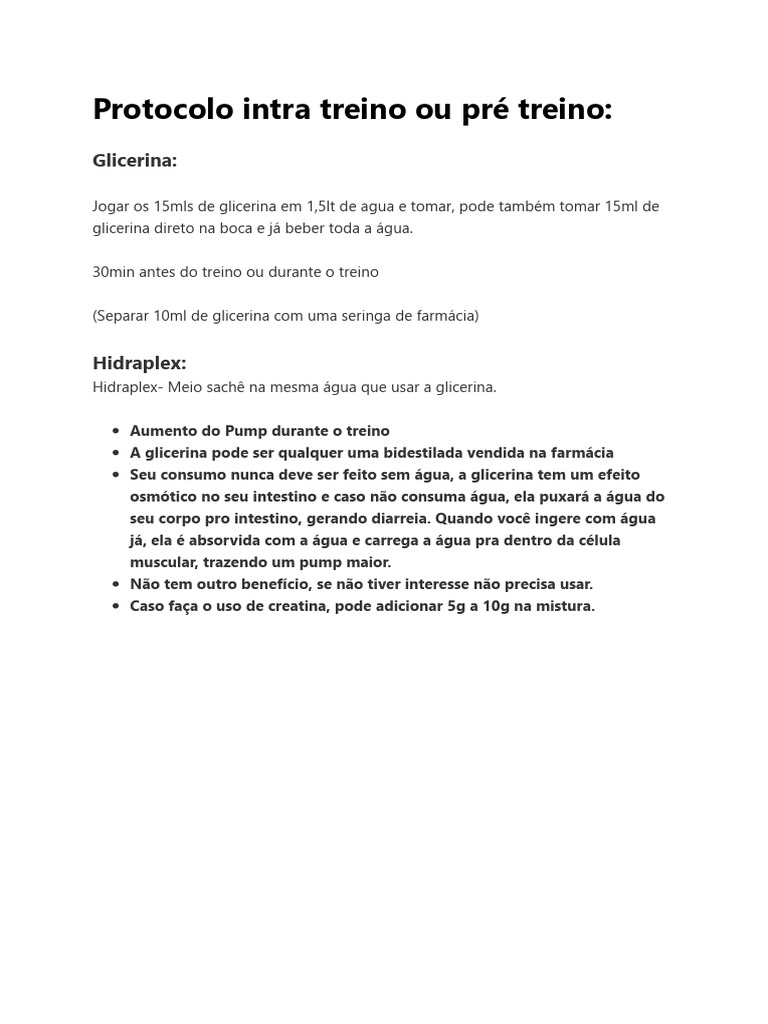 Protocolo Intra Treino Ou Pré Treino 2023 | PDF | Autoajuda