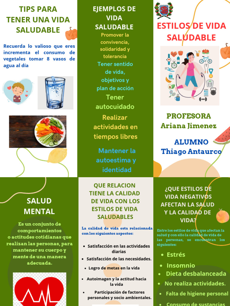 Folleto Tríptico Comida Saludable Orgánico Natural Naranja y Verde ...