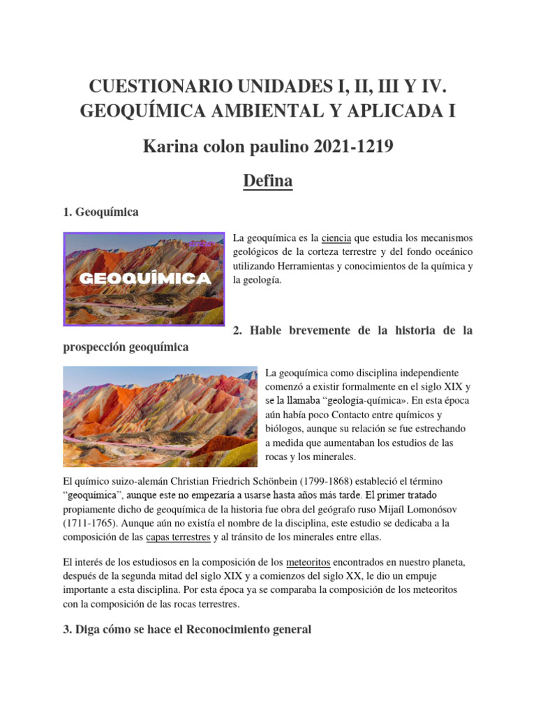 Practica Geoquimica 1 (1) | PDF | Roca (geología) | Roca ígnea