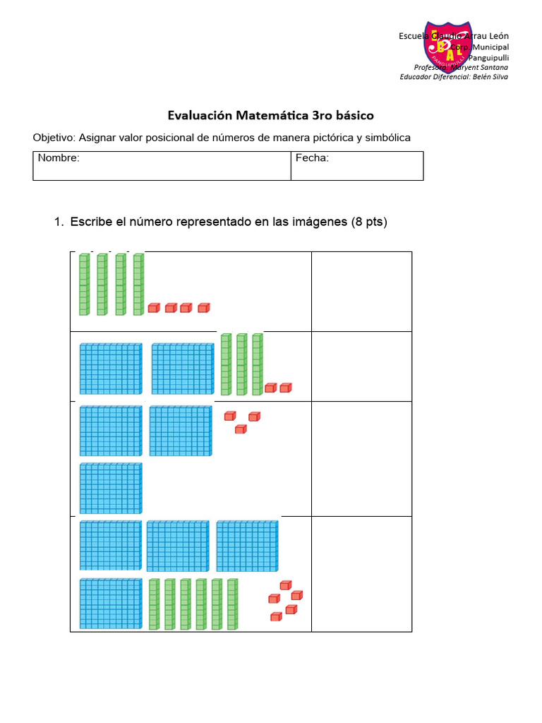 Evaluación Matemática 3ro Básico | PDF | Matemáticas