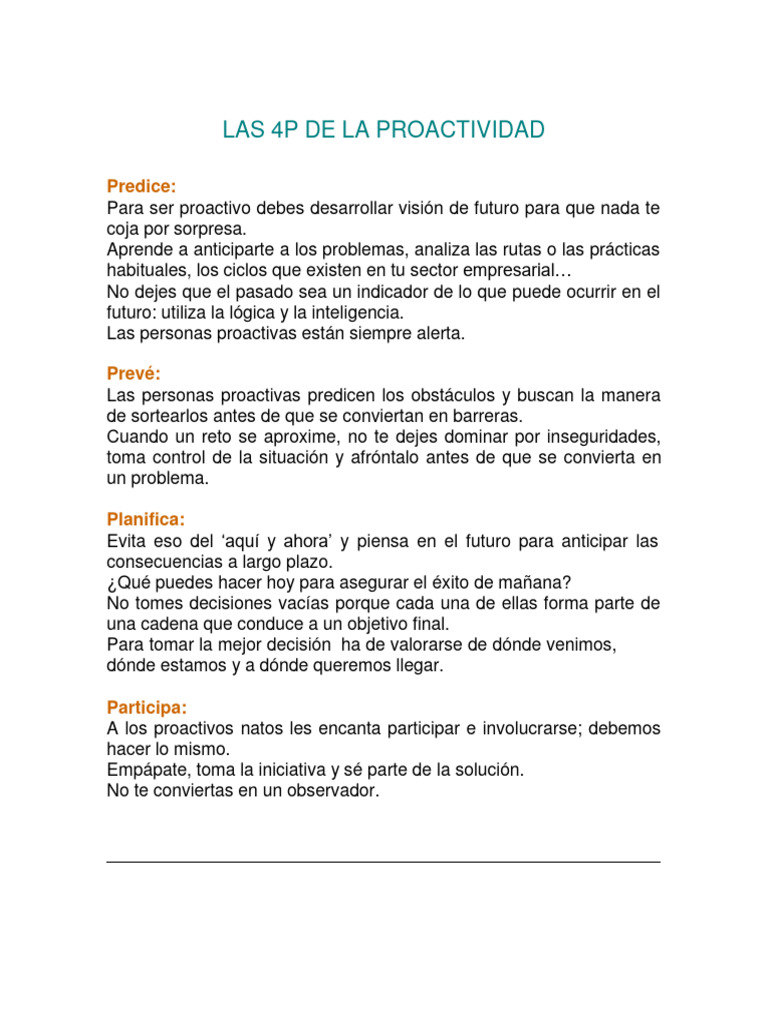 L4 LAS 4P DE LA PROACTIVIDAD | PDF