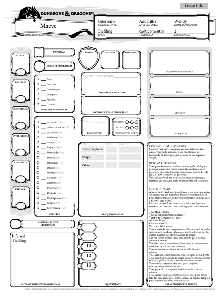 Ficha de Personagem D&D | PDF | Dungeons & Dragons (jogo)