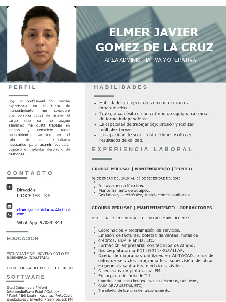 Elmer Gomez de La Cruz 71774073 | PDF | Perú | Ingeniería