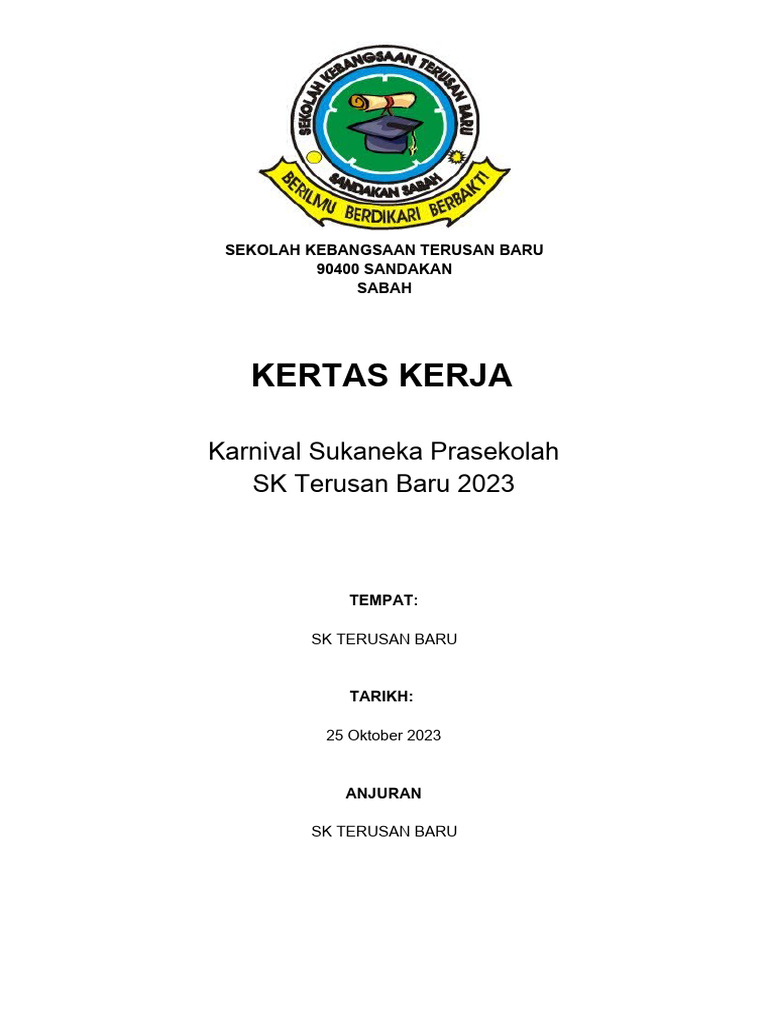 Kertas Kerja Sukaneka Pra SK Terusan Baru 2023 | PDF