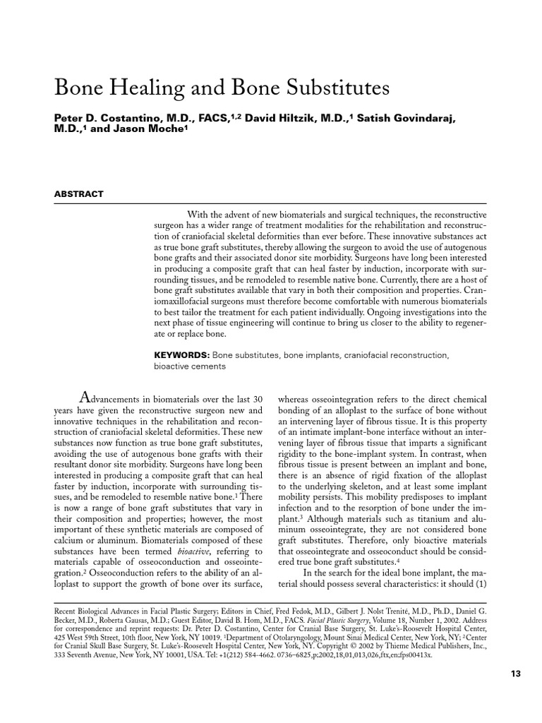 Bone Healing and Bone Substitutes | PDF | Bone | Implant (Medicine)