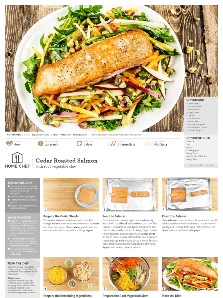 Cedar Roasted Salmon | PDF | Cooking | Coleslaw