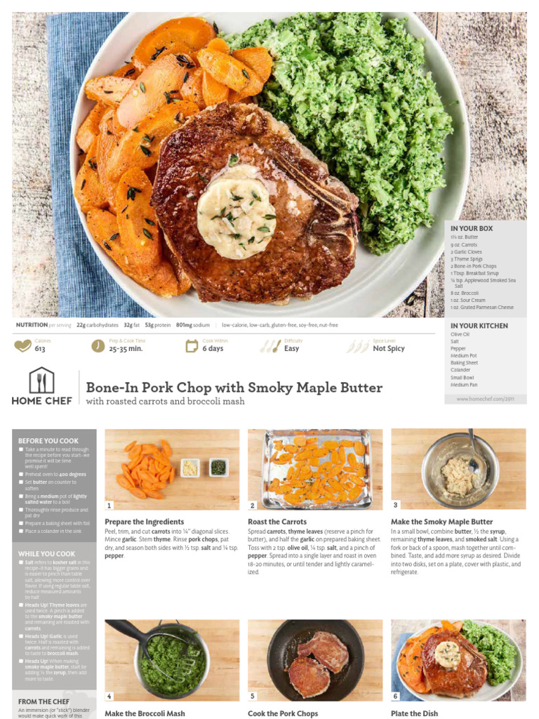 Bone in Pork Chop With Smoky Maple Butter | PDF | Cooking | Butter