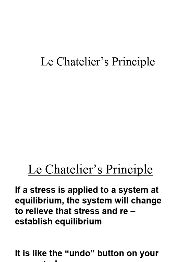 Lesson 5 Le Chateliers Principle | PDF | Chemical Reactions | Chemical ...