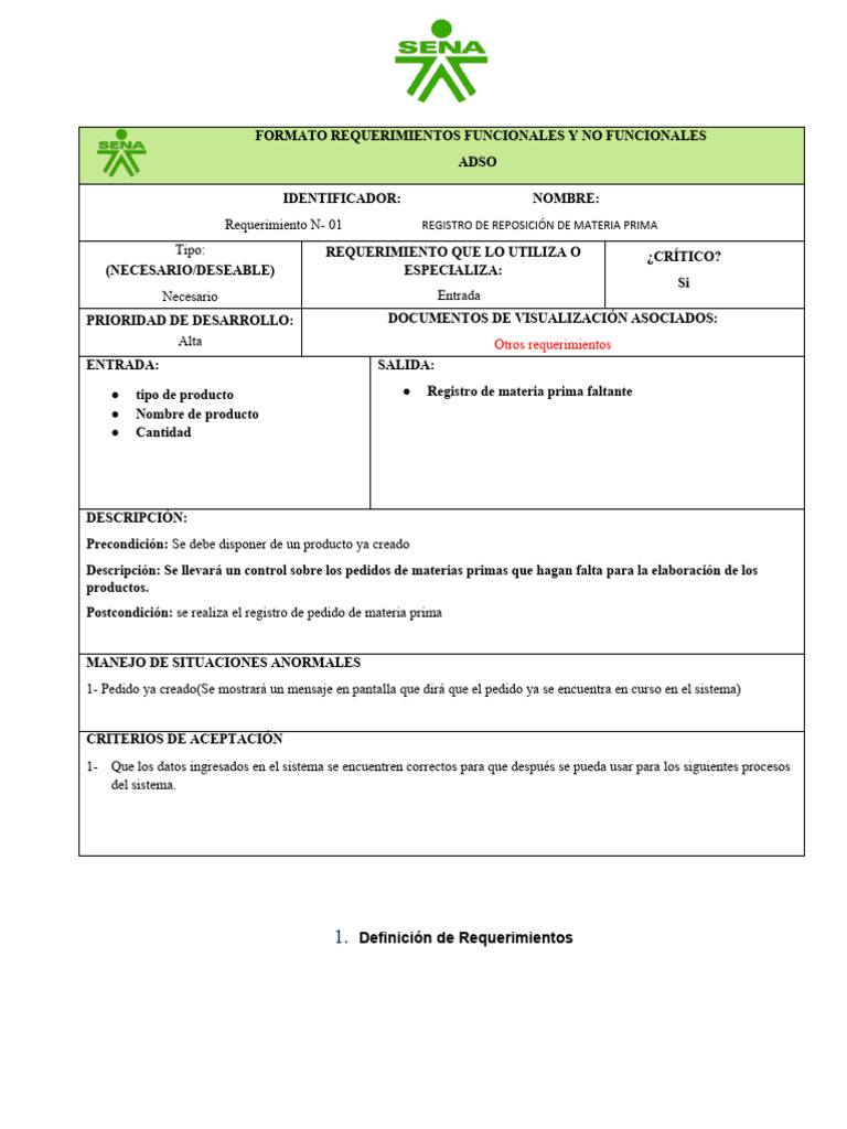 Formatos Requerimientos Funcionales Y No Funcionales Pdf 5386