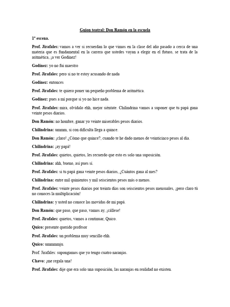 Guion Teatral El Chavo Del 8 | PDF