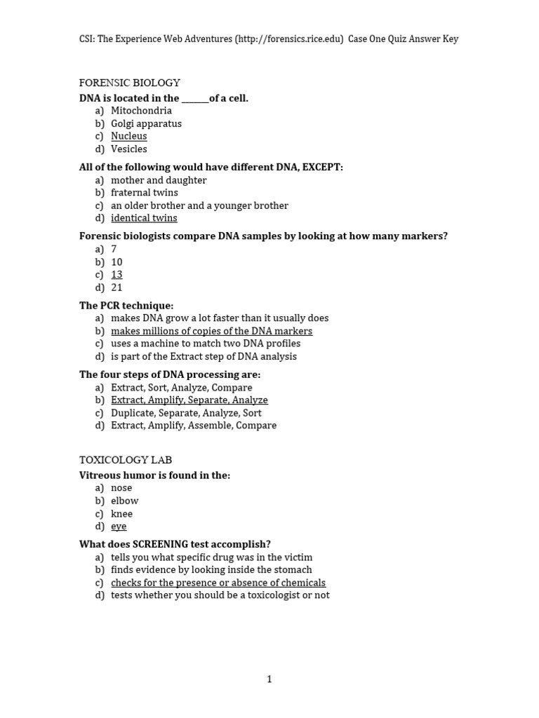Case1 Answerkey | Download Free PDF | Dna Profiling | Forensic Science