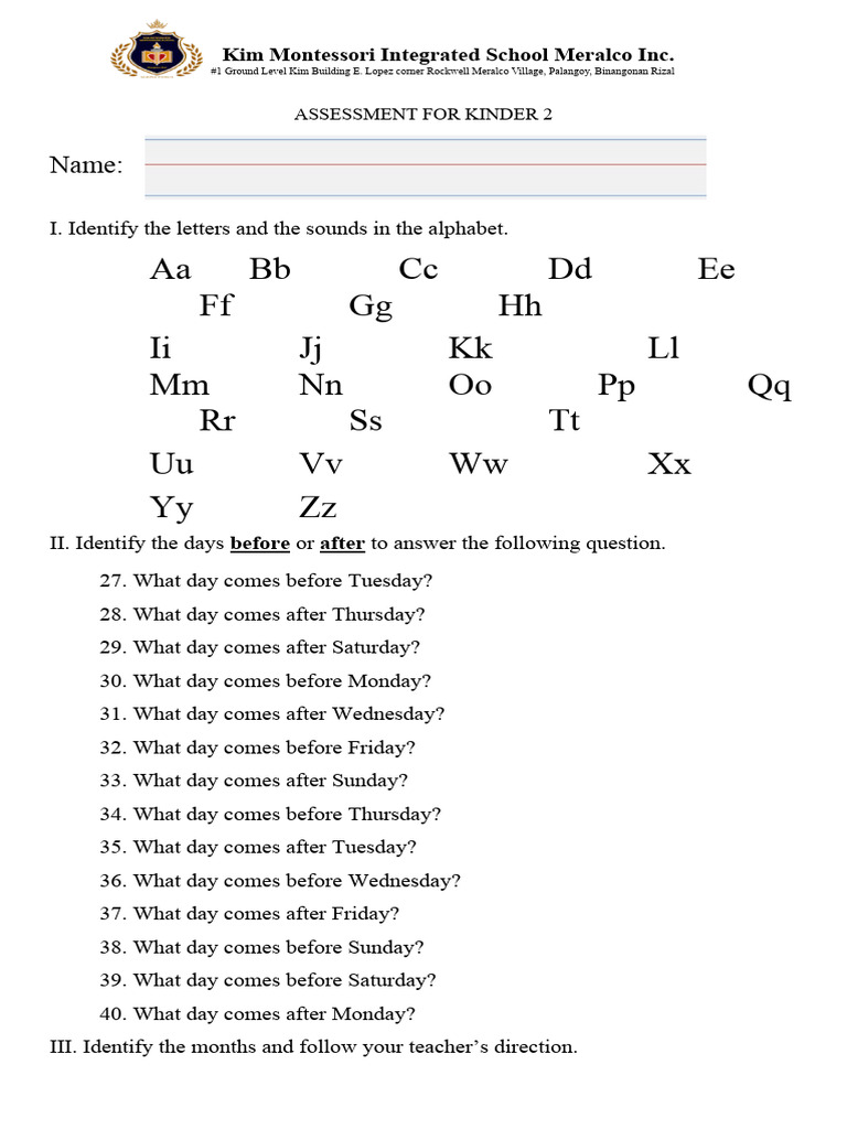 Kinder 2 Oral Assessment | PDF | Linguistics | Semantic Units
