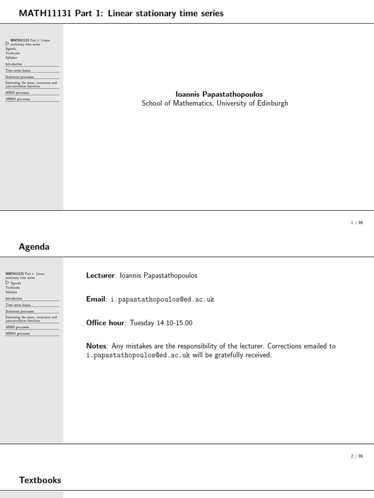 TS Part1 | PDF | Autoregressive Model | Stationary Process