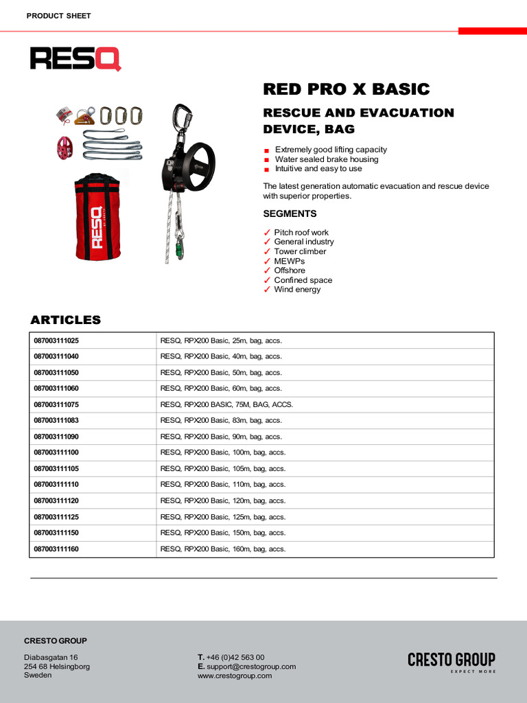 FICHA KIT DE RESCATE RED PRO X Basic | PDF