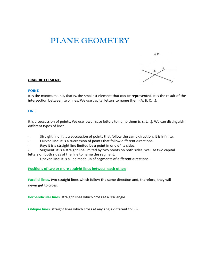 Theory Unit 3 PLANE GEOMETRY | PDF | Line (Geometry) | Perpendicular