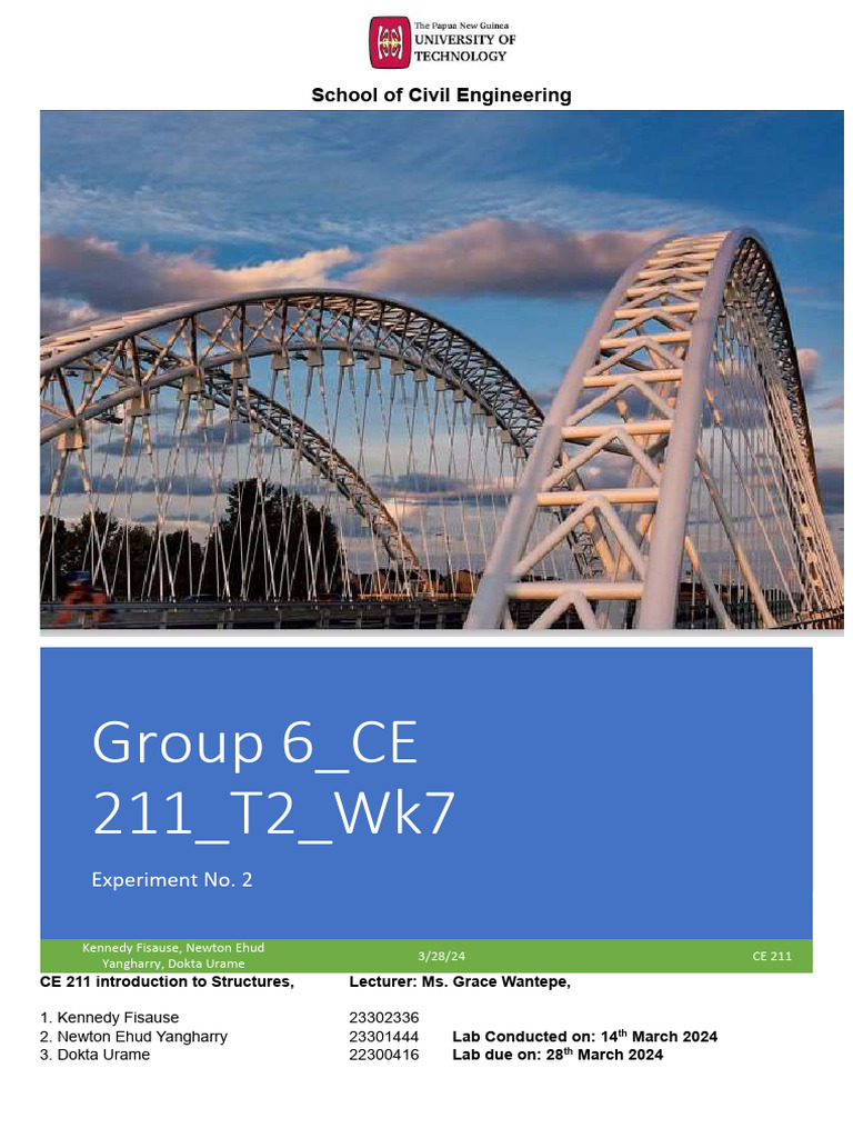 Group 6 - CE211 - T2 - Wk7 | Download Free PDF | Beam (Structure) | Bending