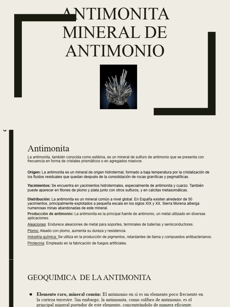Antimonita: Mineral de Antimonio | PDF | Minerales | Carbonato