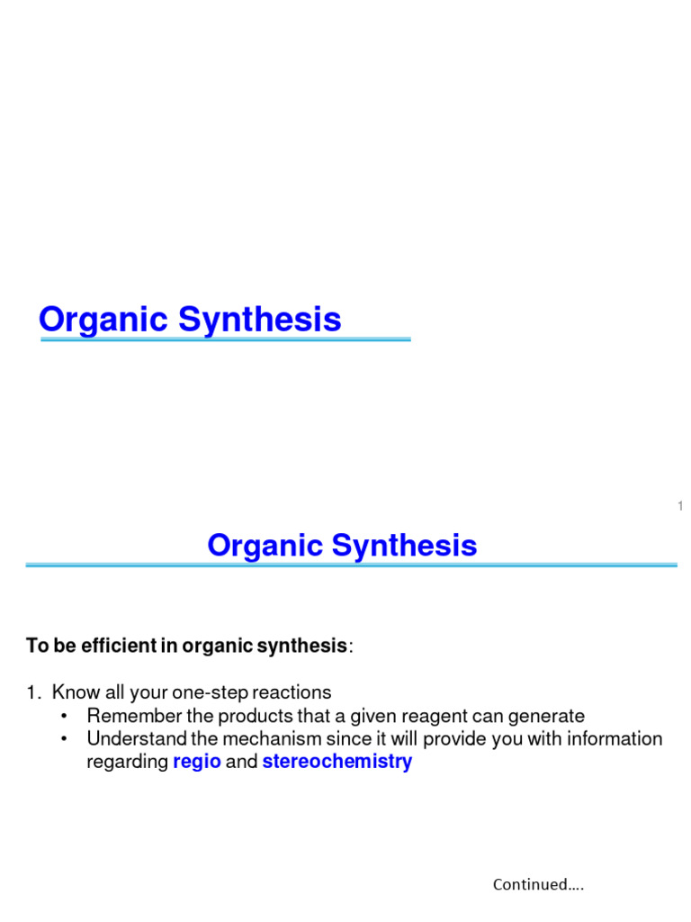 Organic Synthesis | PDF | Organic Chemistry | Chemistry
