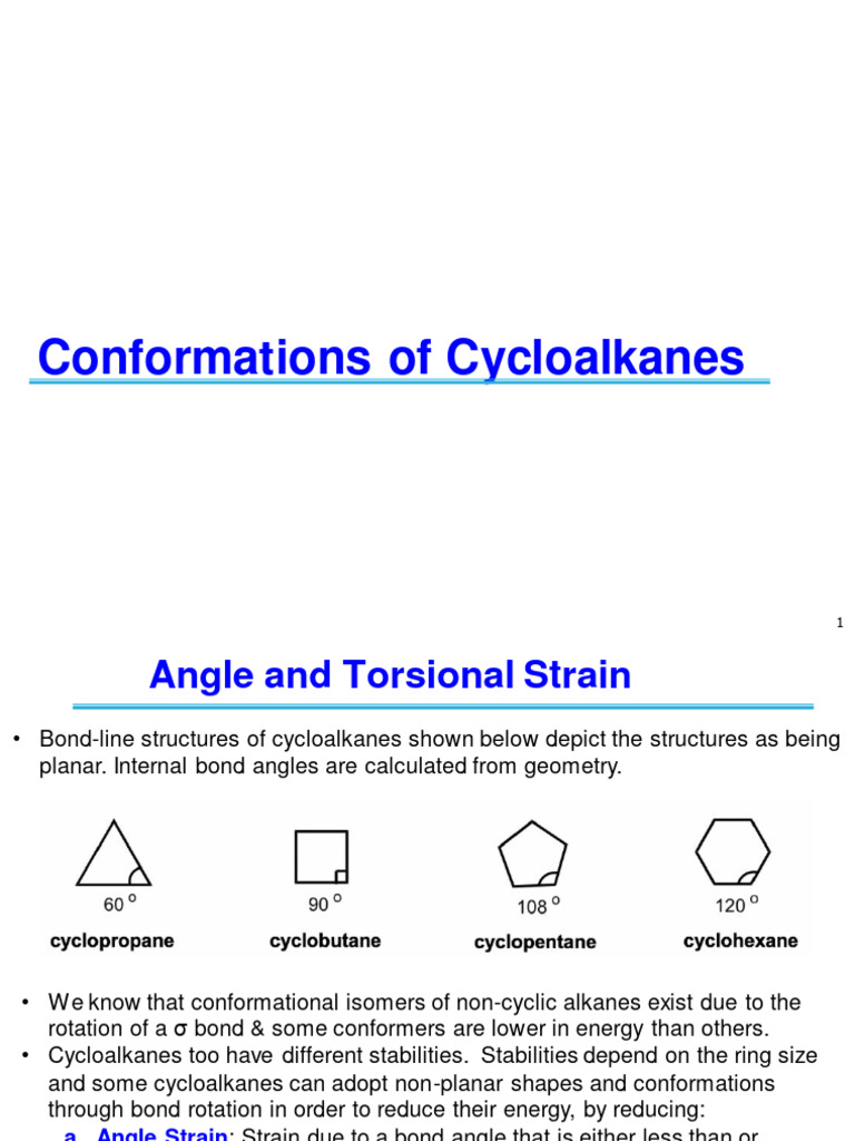 Conformations of Cycloalkanes | PDF | Conformational Isomerism | Physical Sciences