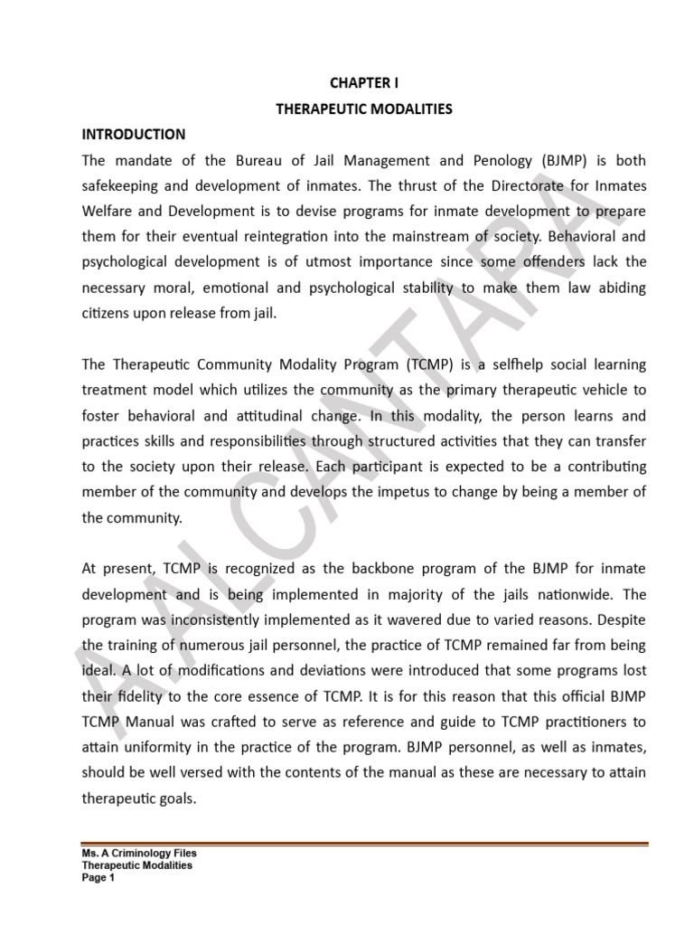Handout No. 1 Therapeutic Modalities 1 | PDF | Psychotherapy | Feeling
