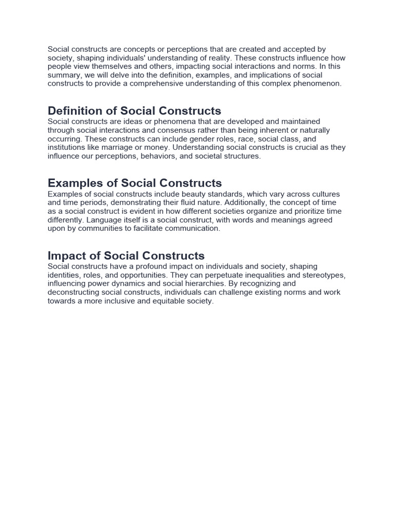 What Is A Social Construct | PDF