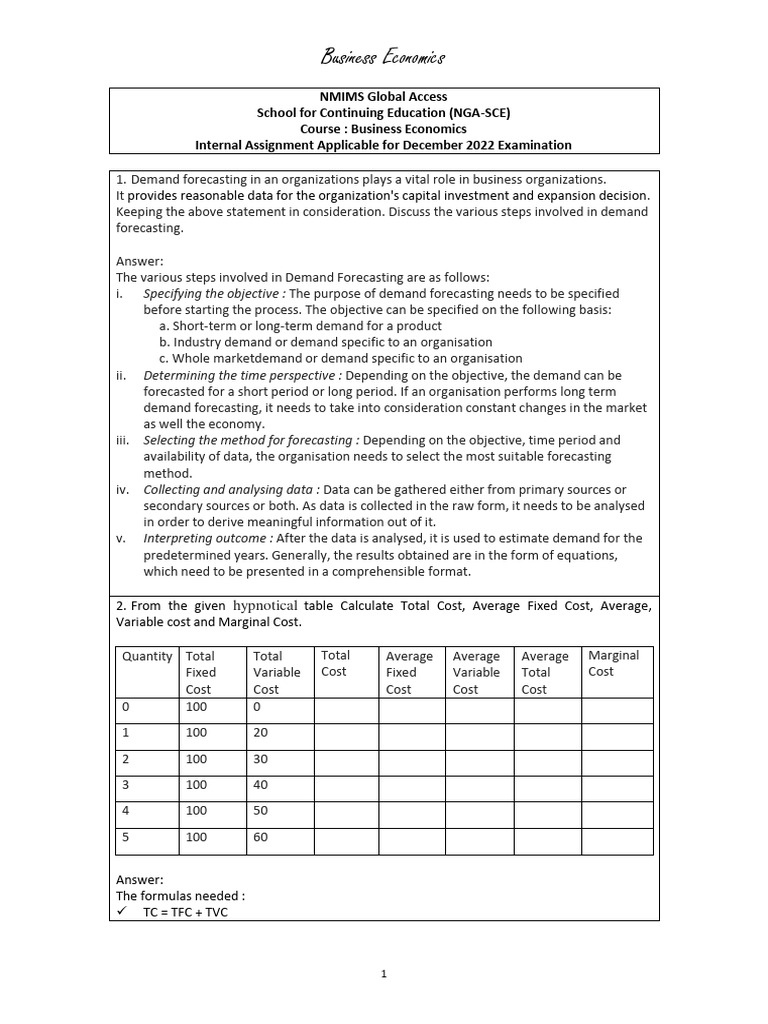 Business Economics Pdf Demand Elasticity Economics
