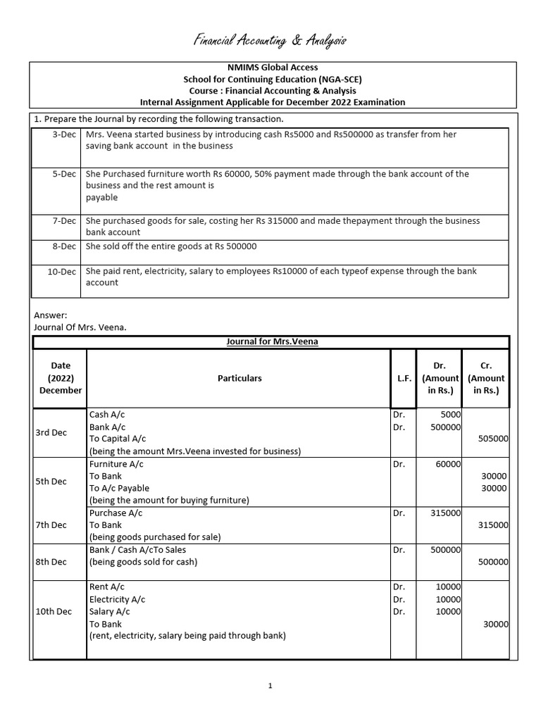 Financial Accounting And Analysis Pdf Expense Income Statement