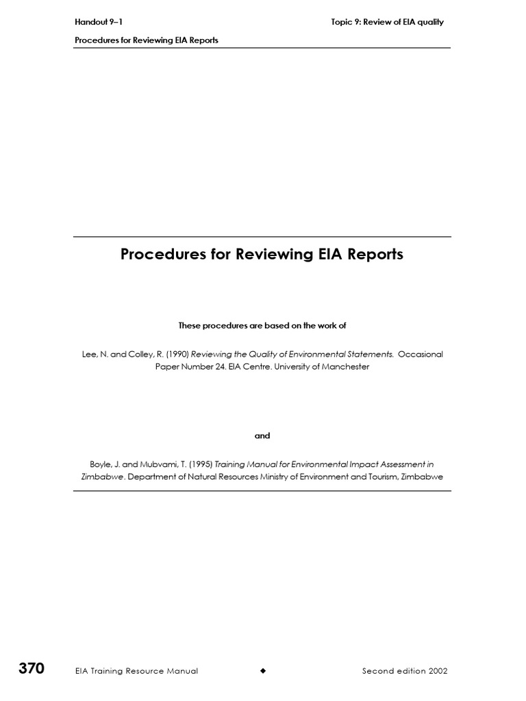 EIA Review Procedure | Download Free PDF | Environmental Impact ...
