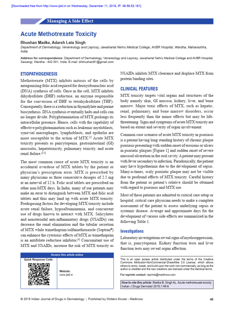 Acute Methotrexate Toxicity | PDF | Clinical Medicine | Medical Specialties